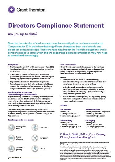 Directors Compliance Statement: Are you up to date? | Grant Thornton