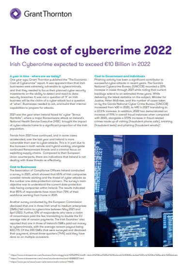 The cost of cybercrime 2022 | Grant Thornton The cost of cybercrime 2022 | Grant Thornton
